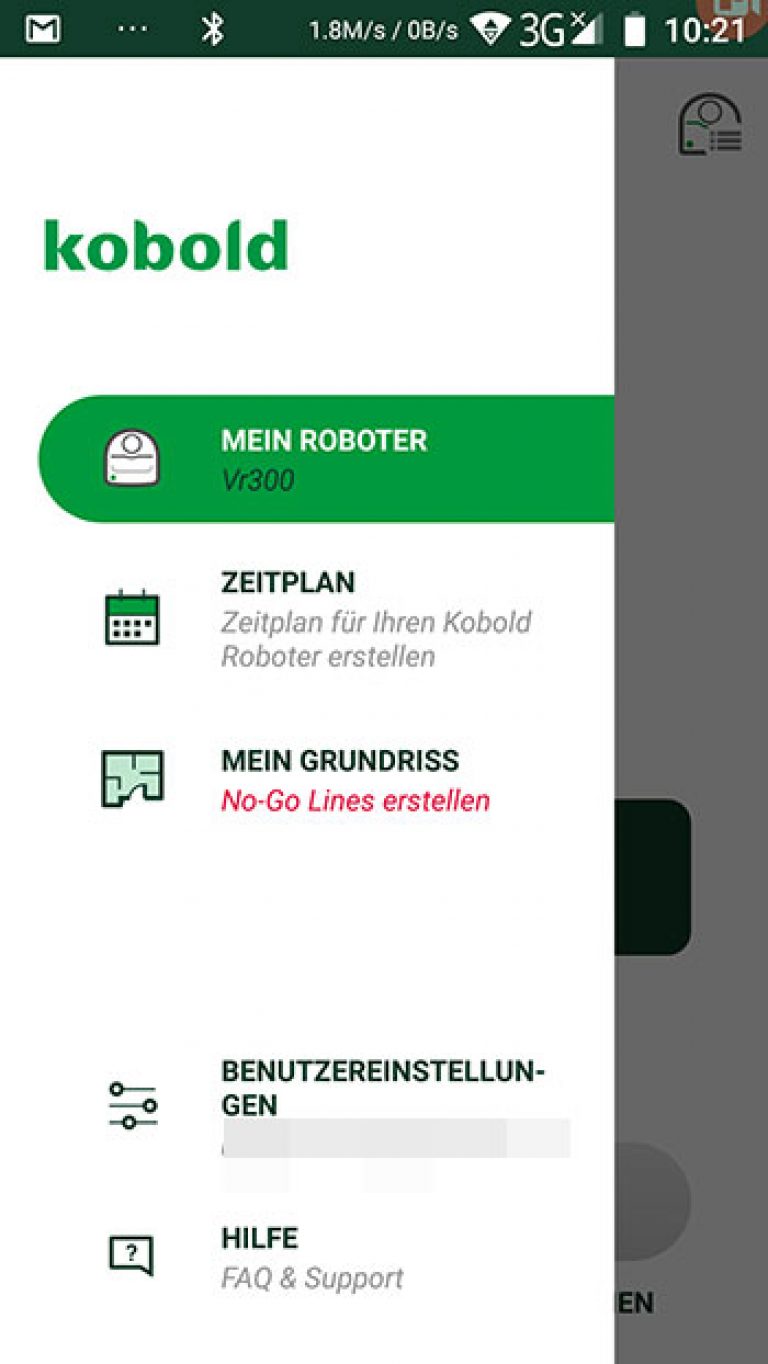 Vorwerk-Kobold-VR300-App-Menu - Akku- und Roboter-Staubsauger