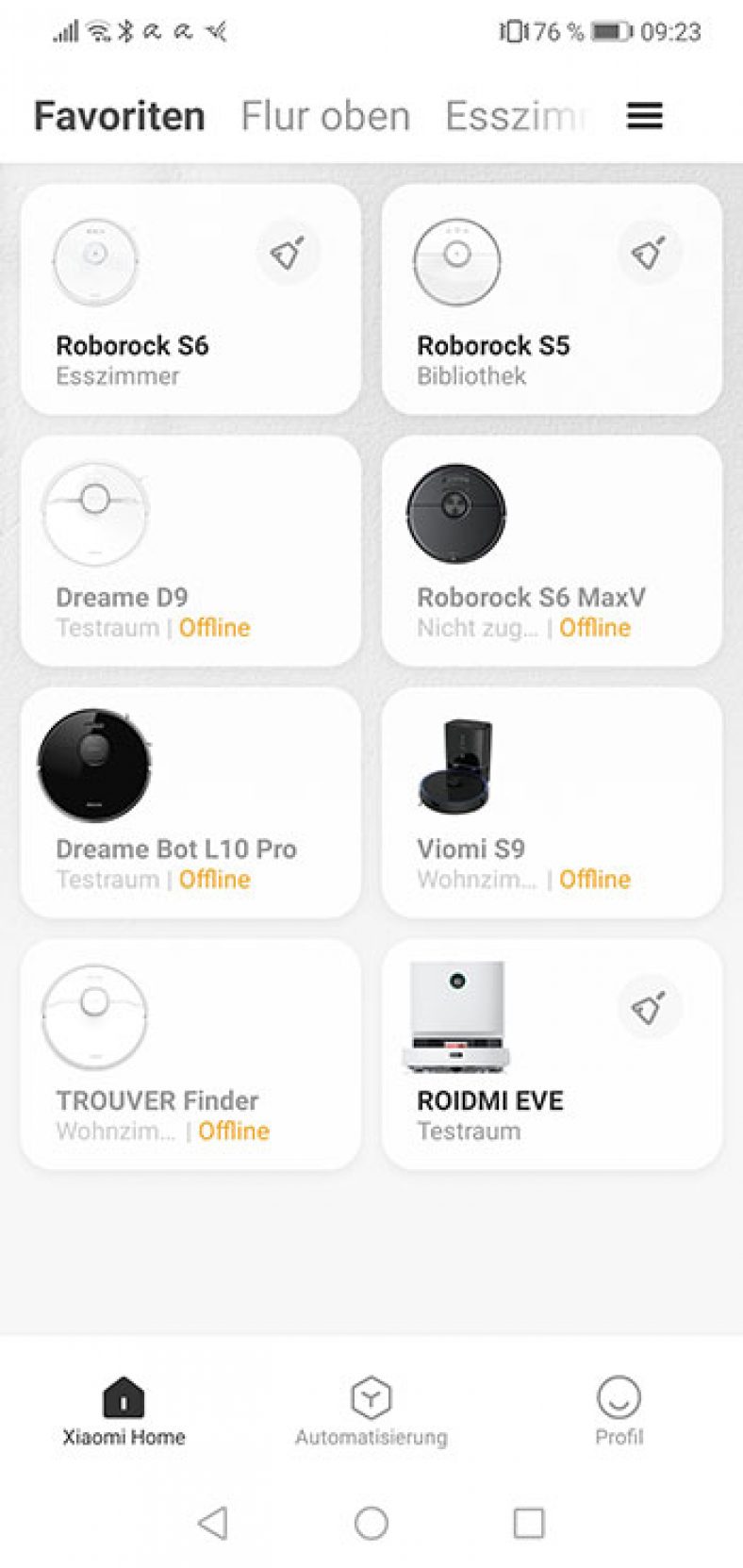 App-Roidme-Eve-Plus-Test-Startscreen - Akku- und Roboter-Staubsauger